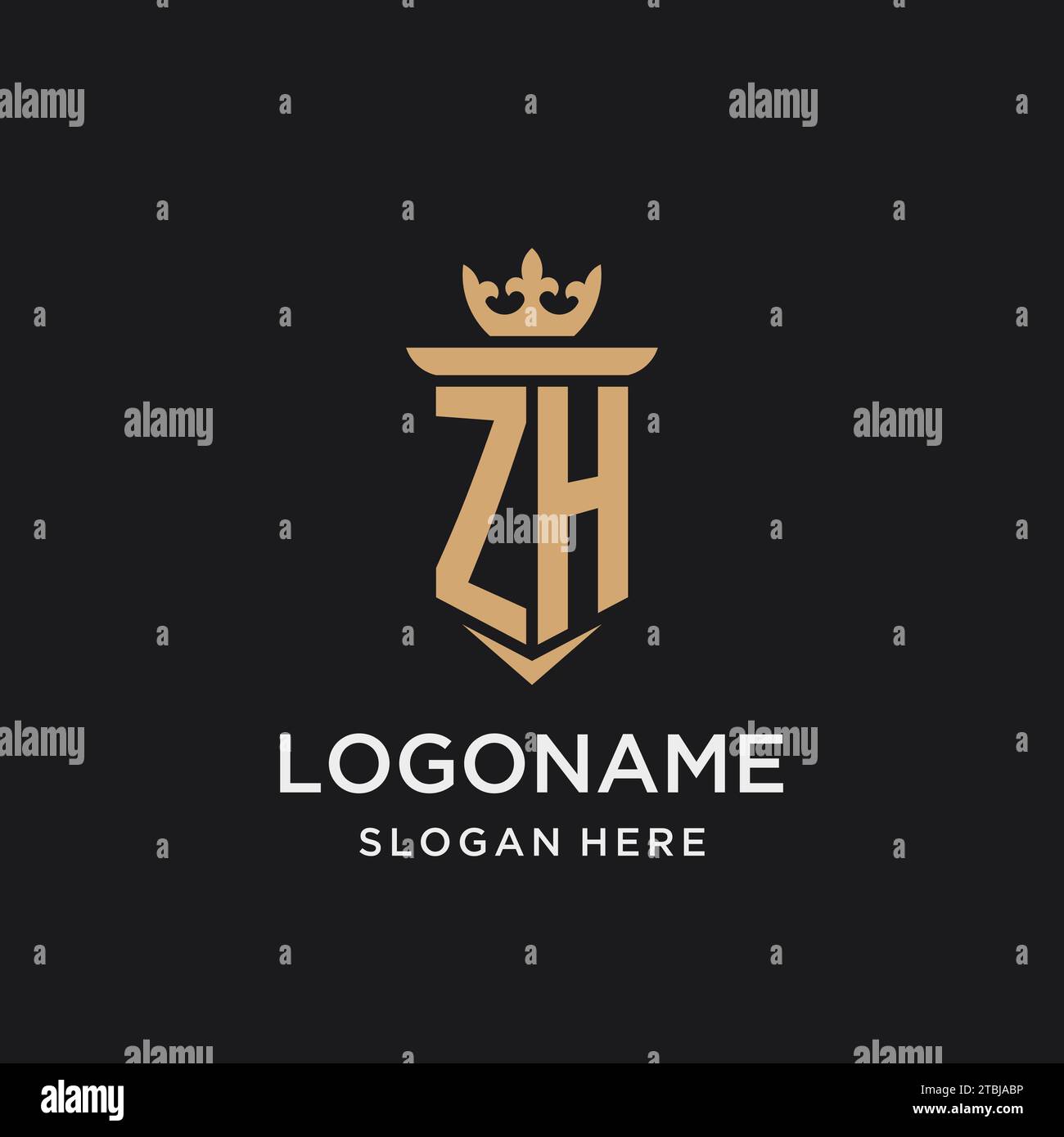 ZH monogram with medieval style, luxury and elegant initial logo design ...
