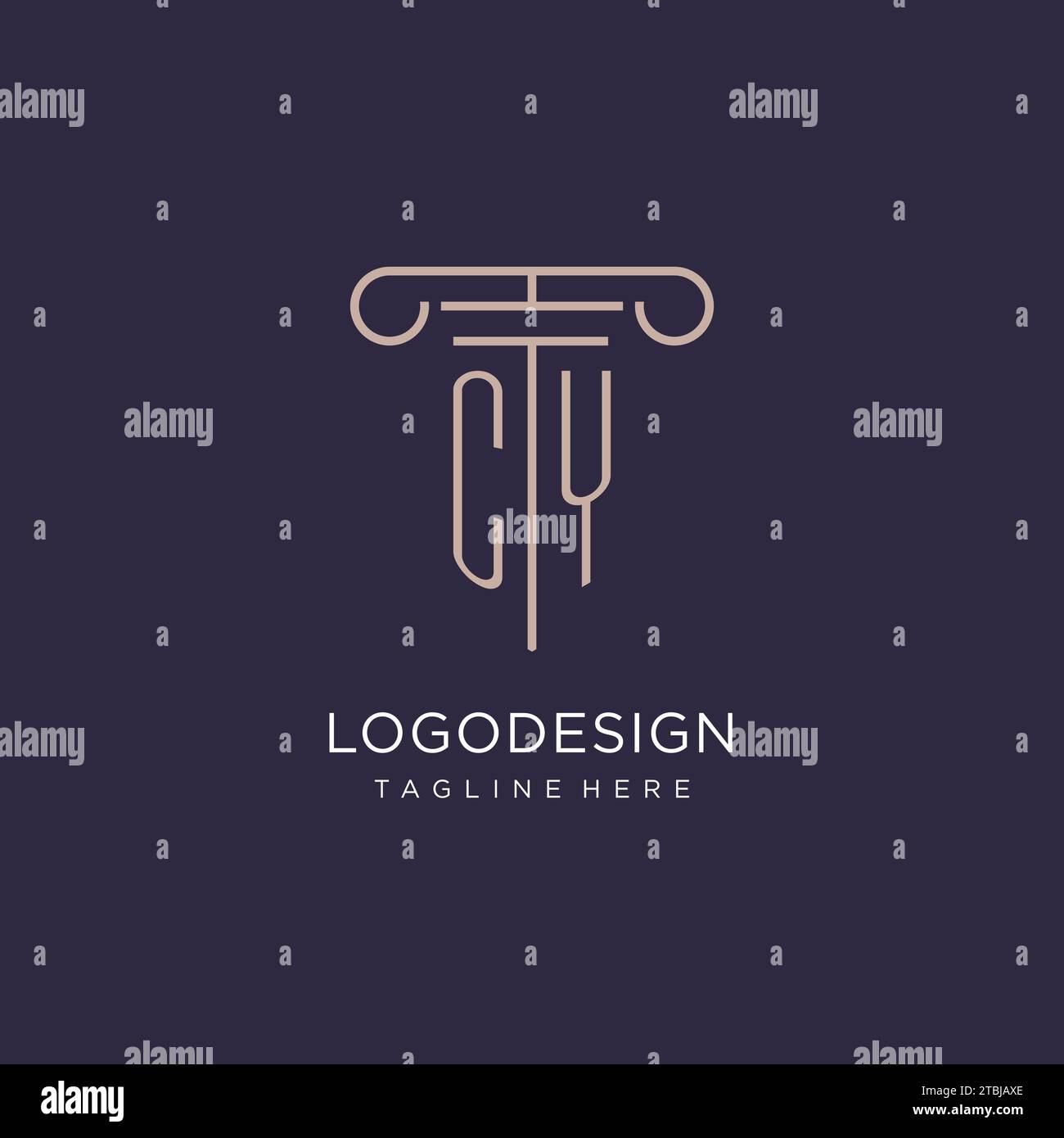 CY initial with pillar logo design, luxury law office logo style design ...