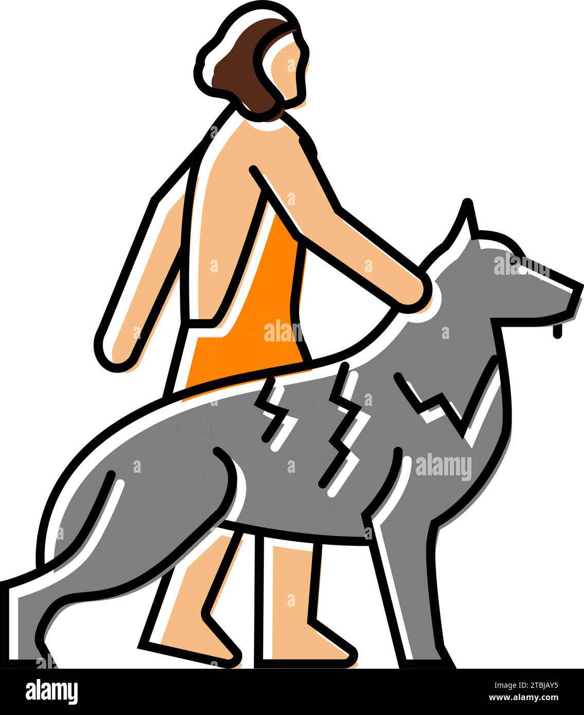 domestication animals human evolution color icon vector illustration ...