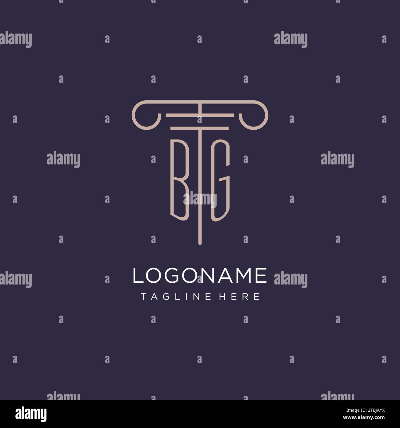 BG initial with pillar logo design, luxury law office logo style design ...