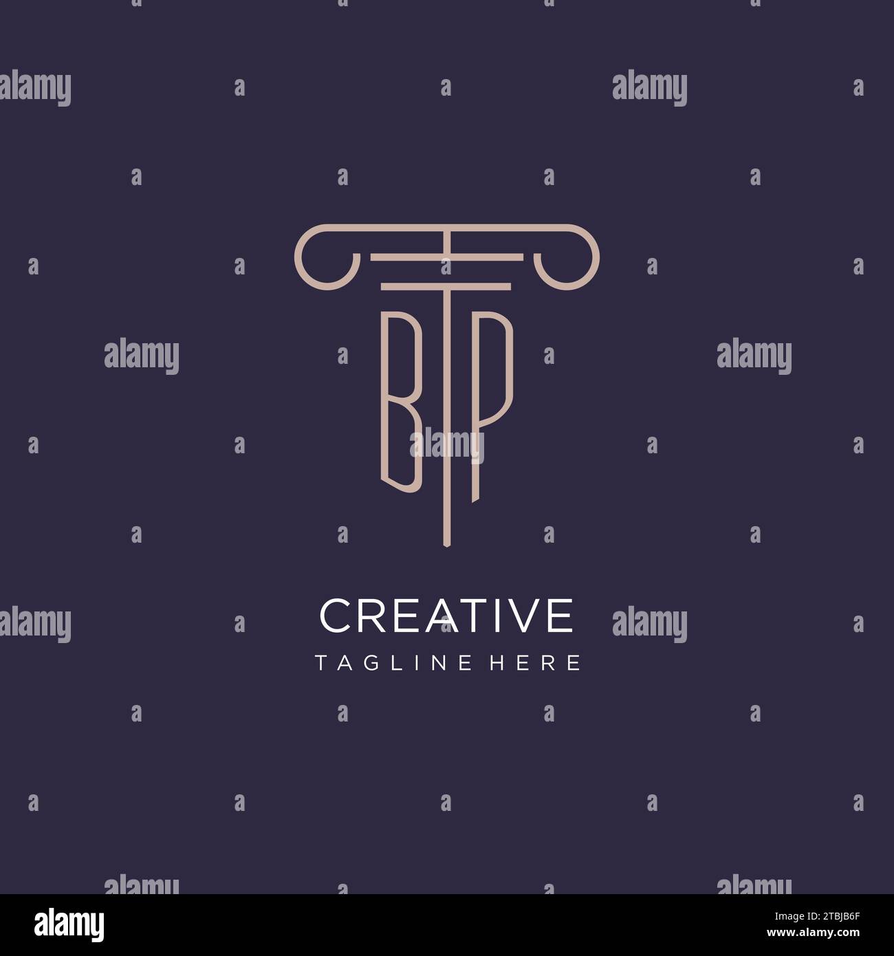 BP initial with pillar logo design, luxury law office logo style design ...