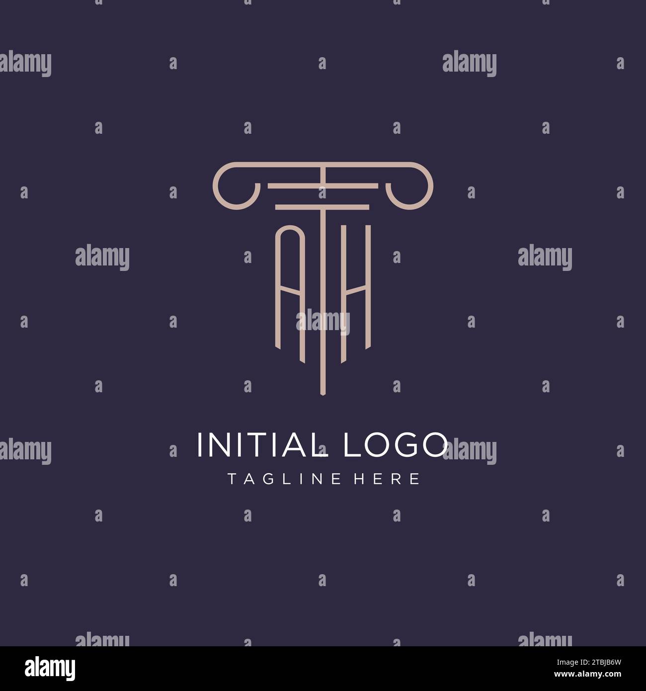 AH initial with pillar logo design, luxury law office logo style design ...