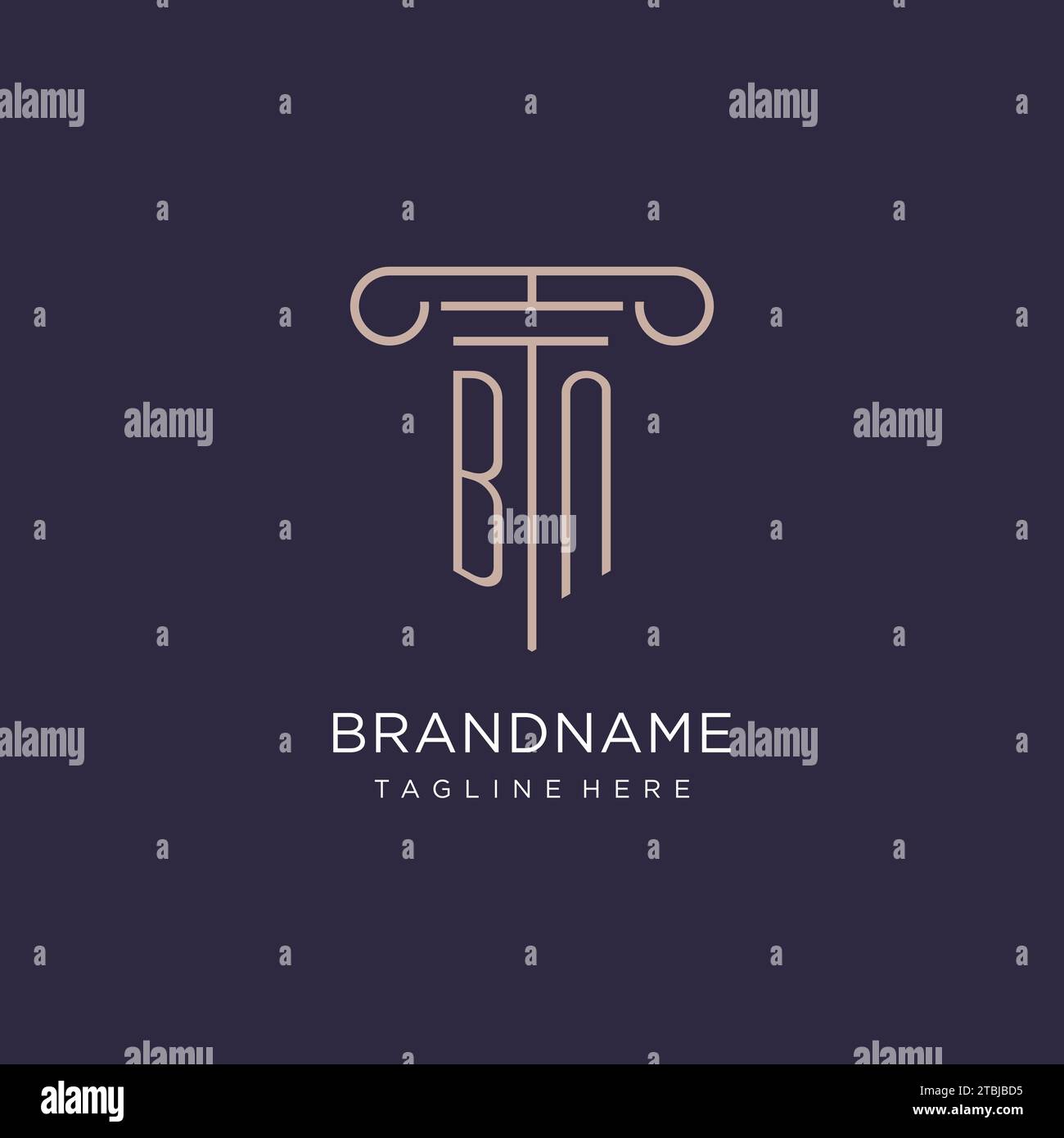 BN initial with pillar logo design, luxury law office logo style design ...