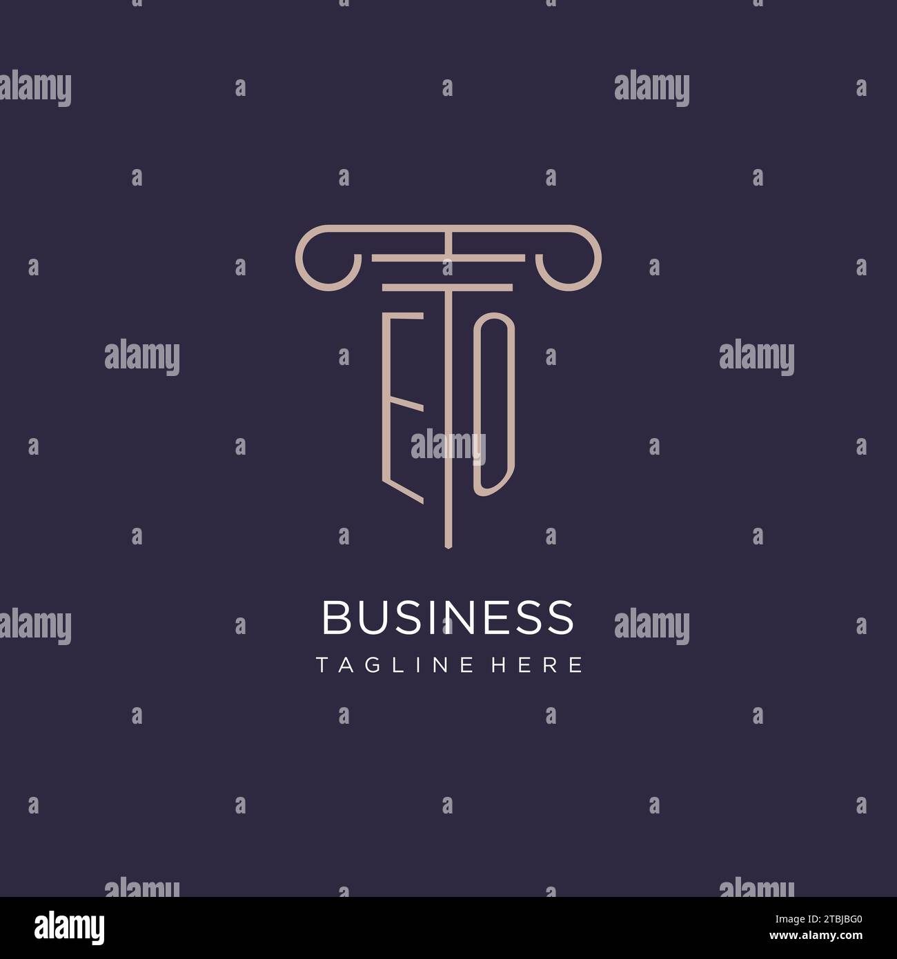 EO initial with pillar logo design, luxury law office logo style design ...