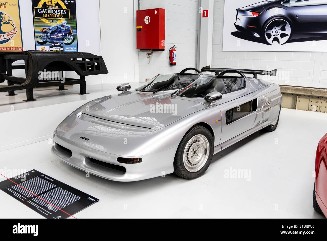 Silver 1988 Italdesign Aztec sports car at Autoworld, Brussels, Belgium ...