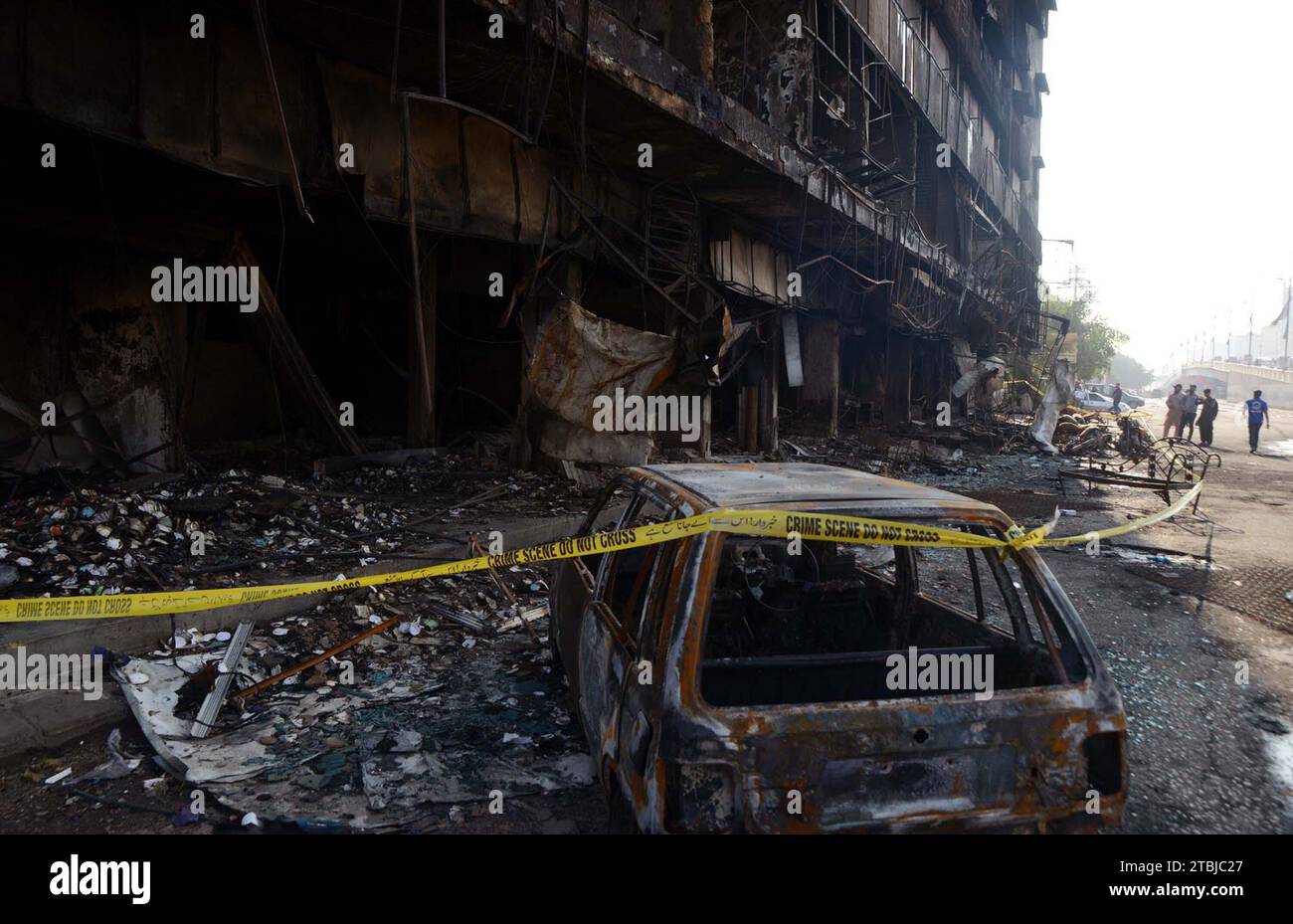 View of massive fire left a multi-storey building after fire eruption ...