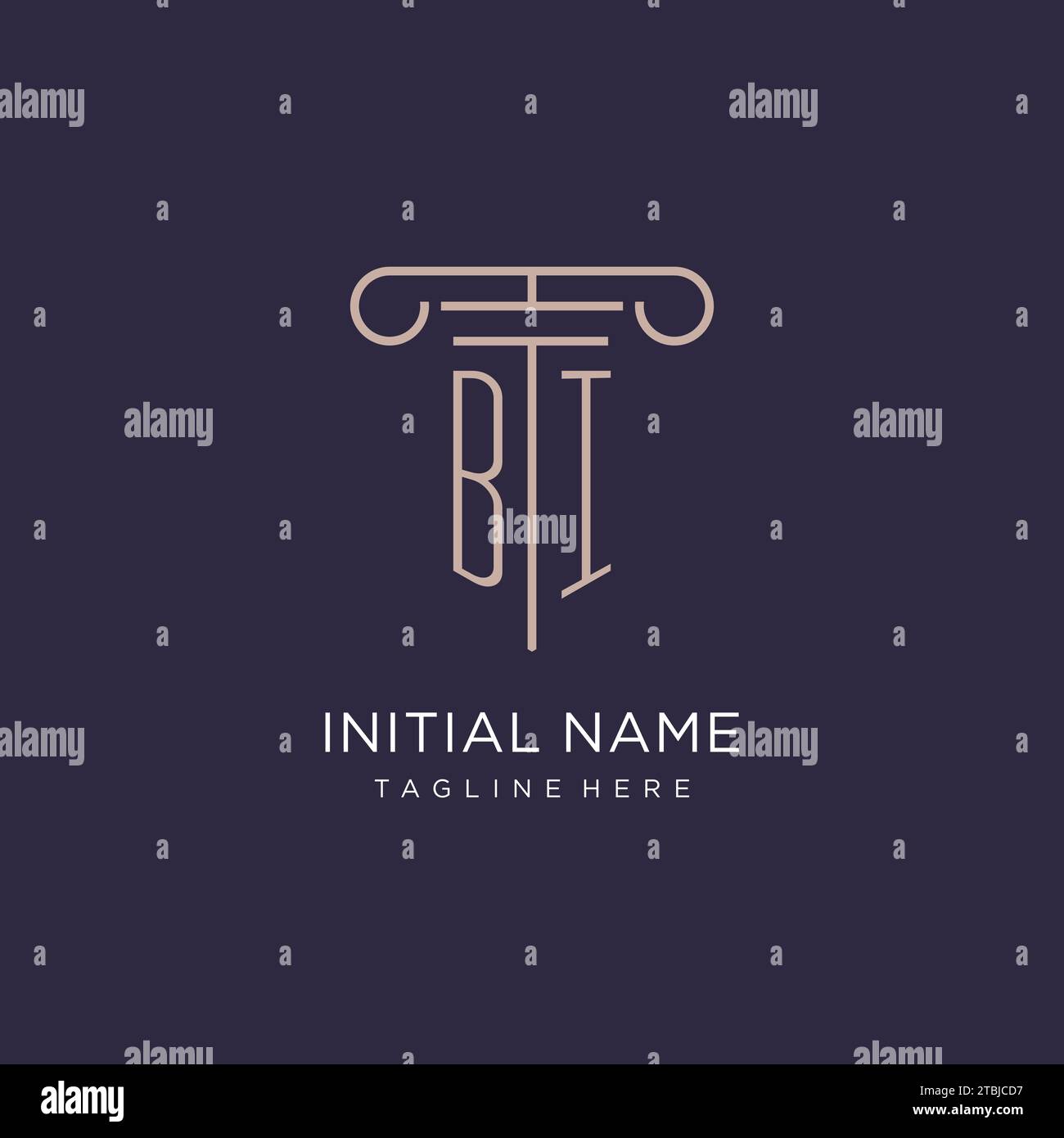 BI initial with pillar logo design, luxury law office logo style design ...