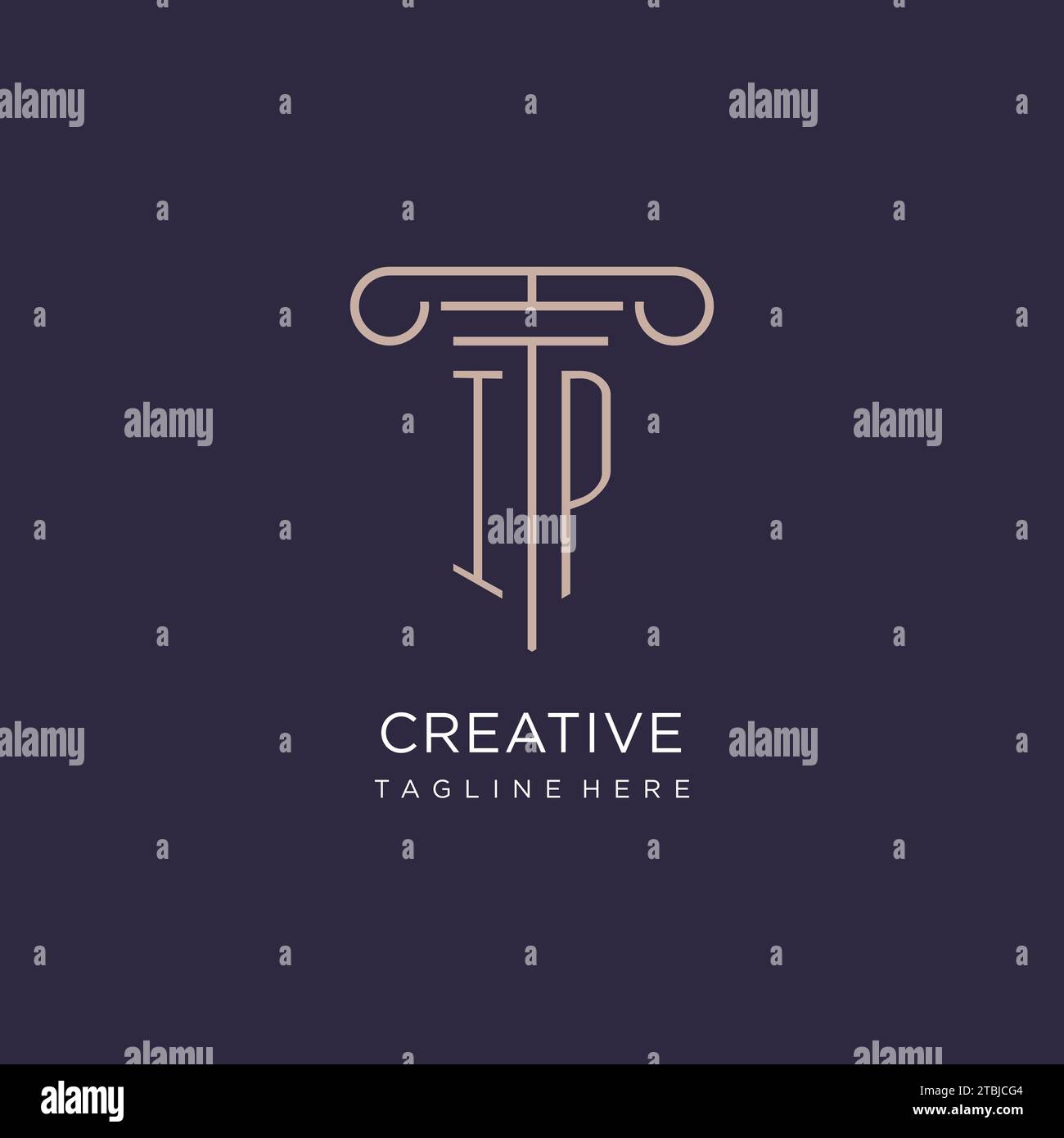 IP initial with pillar logo design, luxury law office logo style design ...