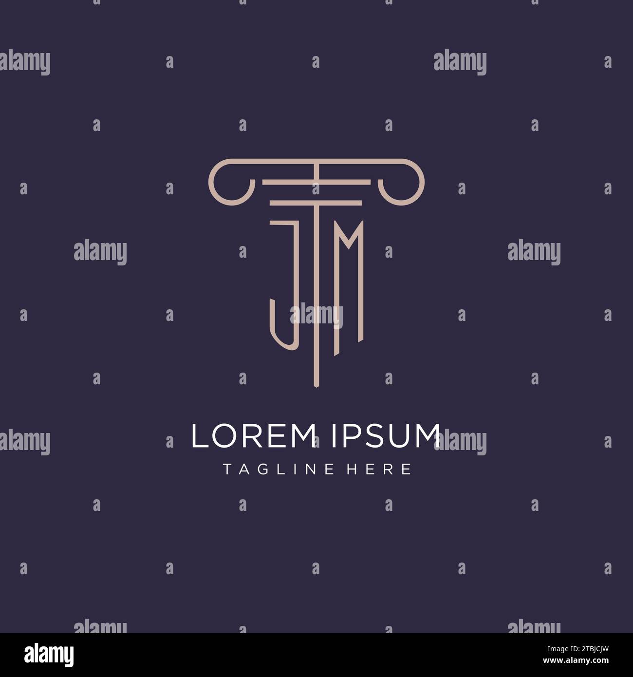 JM initial with pillar logo design, luxury law office logo style design ...