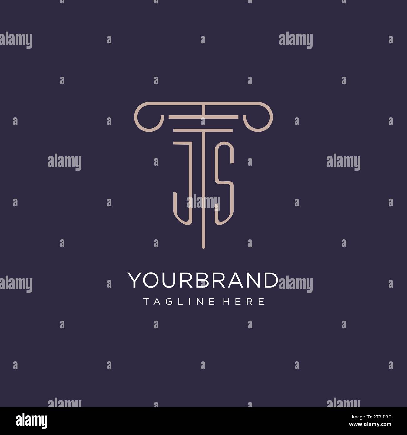 JS initial with pillar logo design, luxury law office logo style design ...
