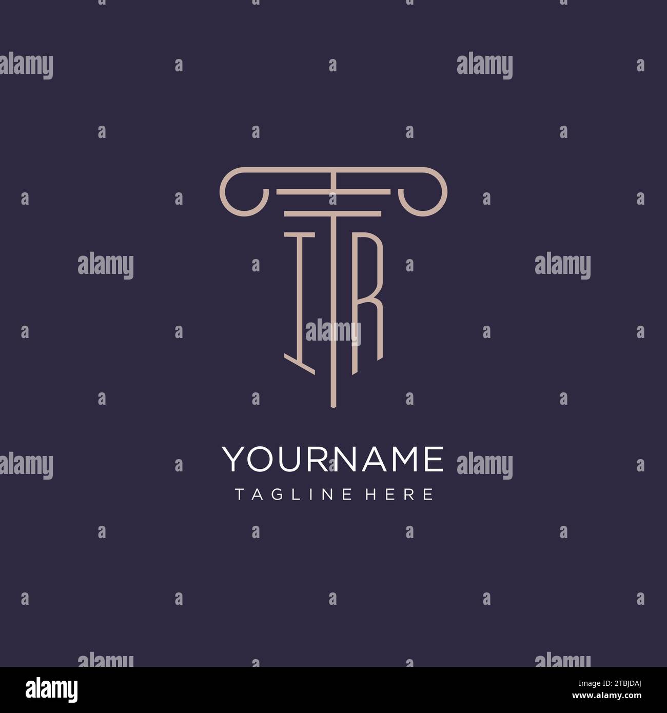 IR initial with pillar logo design, luxury law office logo style design ...