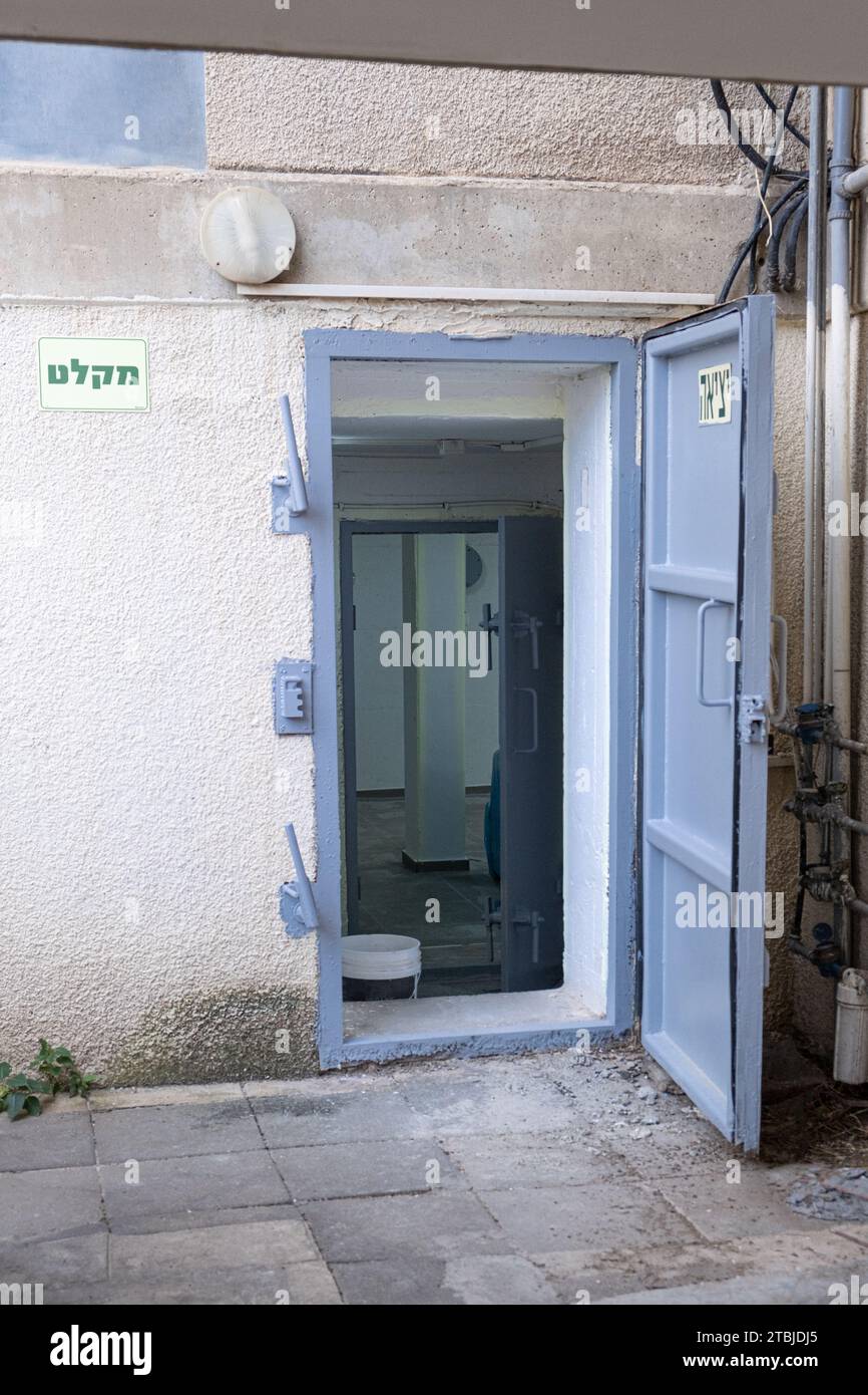 An entrance to a bomb shelter in an old house in Israel, featuring a ...