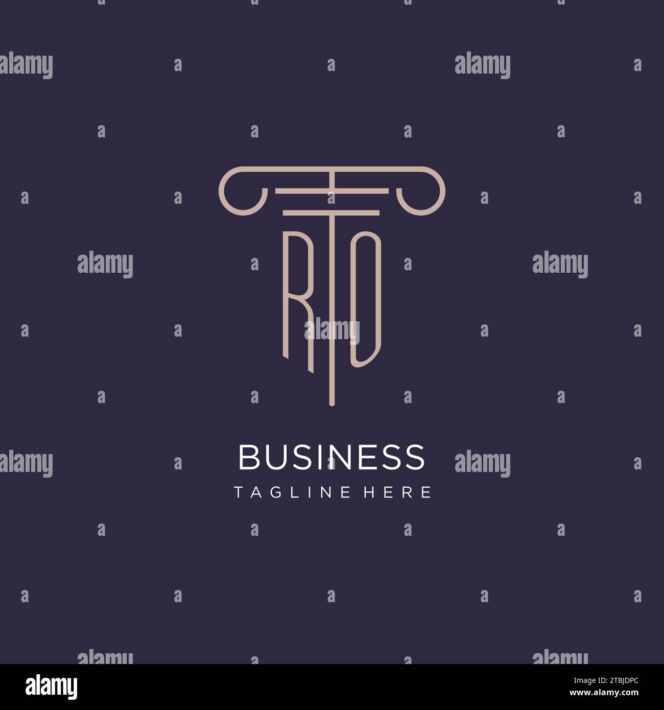 RO initial with pillar logo design, luxury law office logo style design ...