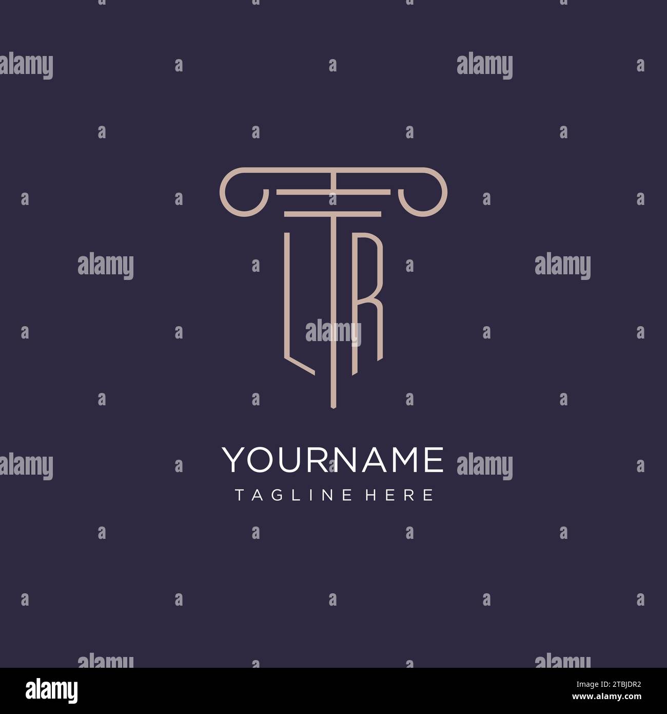 LR initial with pillar logo design, luxury law office logo style design ...