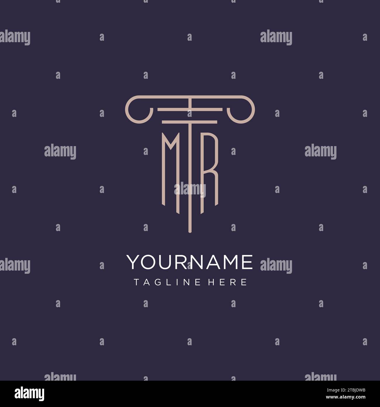 MR initial with pillar logo design, luxury law office logo style design ...
