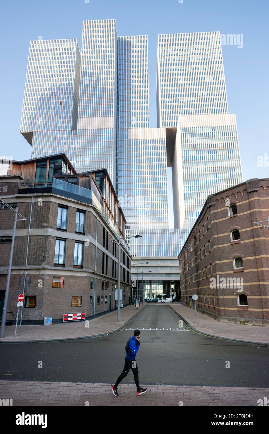 older buildings and skyscraper by oma architects in rotterdam Stock ...