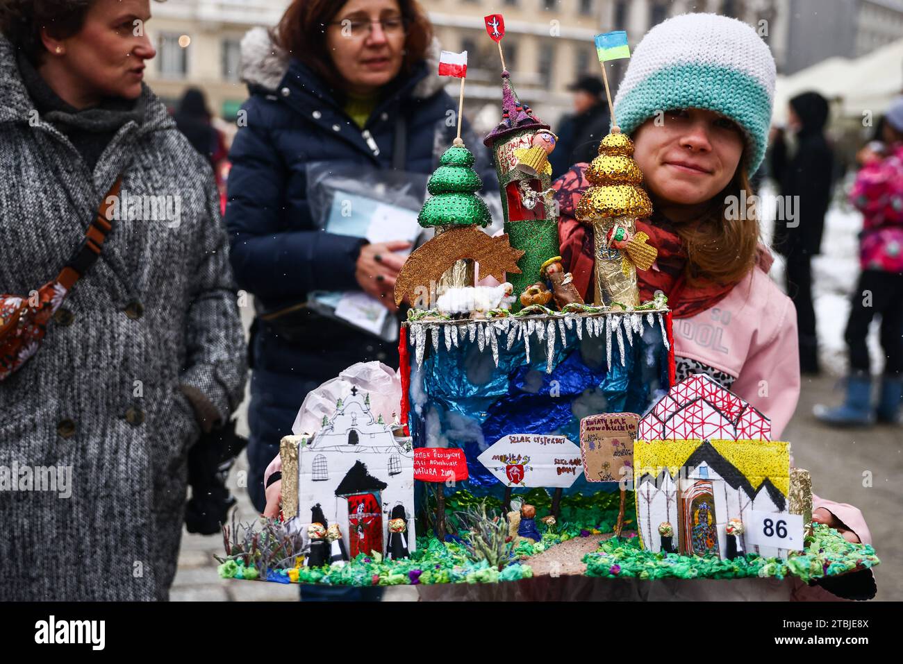 Krakow, Poland. 7th Dec, 2023. Traditional nativity scene crafts are ...