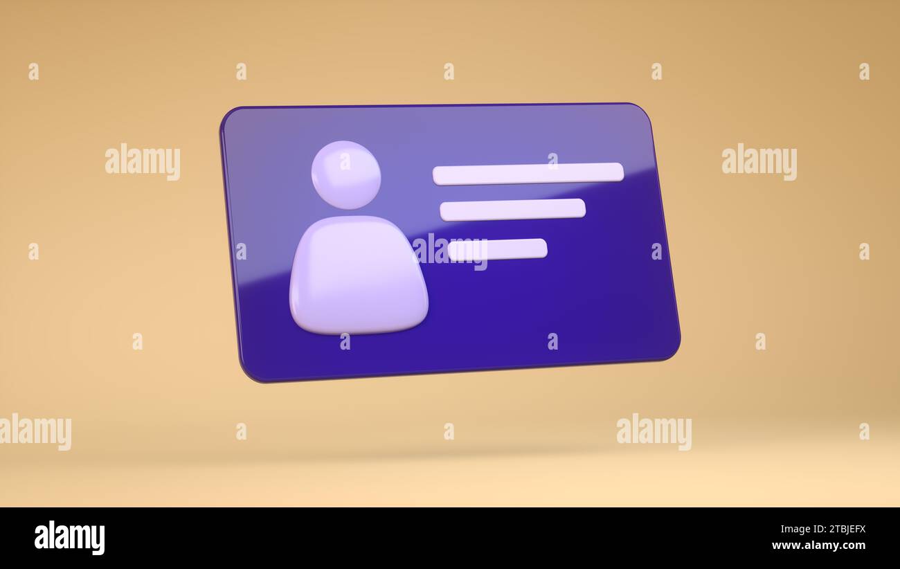 Dark Blue ID Card Icon. Identification card on Beige Studio Background ...