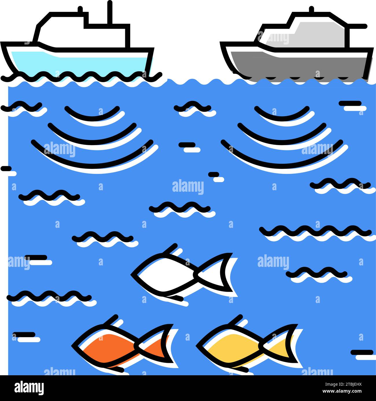 marine noise pollution color icon vector illustration Stock Vector ...