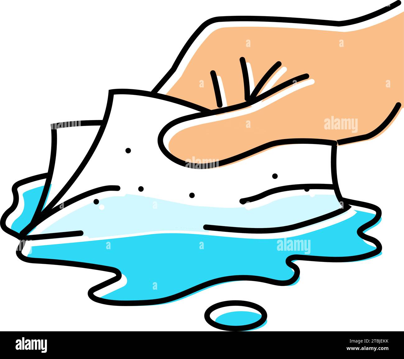 soaking spills with paper towel color icon vector illustration Stock ...