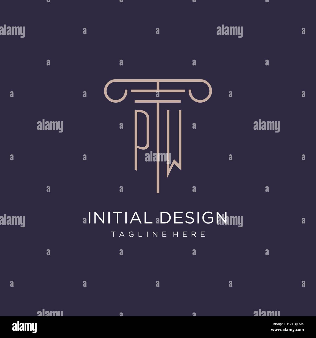 PW initial with pillar logo design, luxury law office logo style design ...