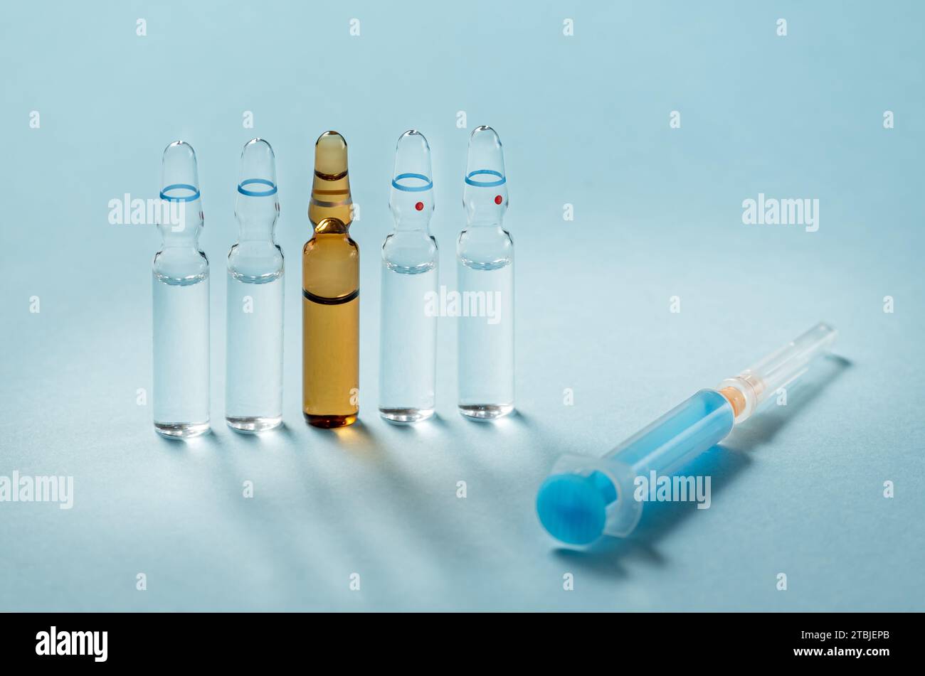 Syringe and needle with glass medical ampoule vials for injection ...