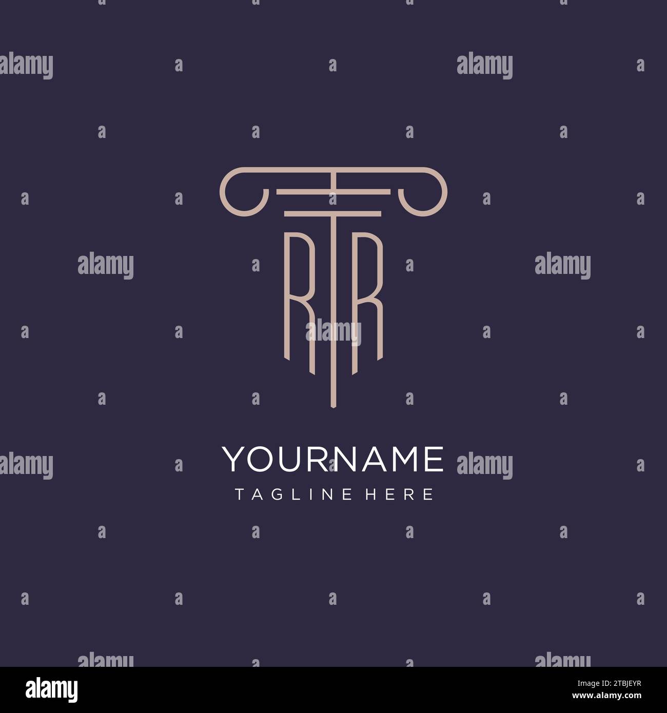 RR initial with pillar logo design, luxury law office logo style design ...