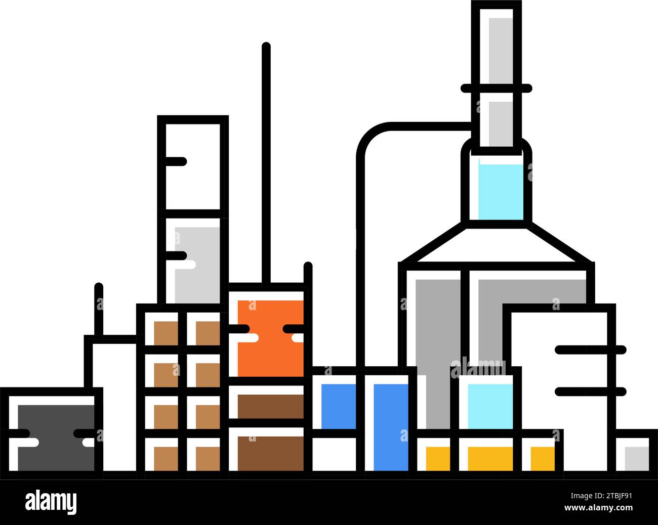 oil refinery plant petroleum engineer color icon vector illustration ...