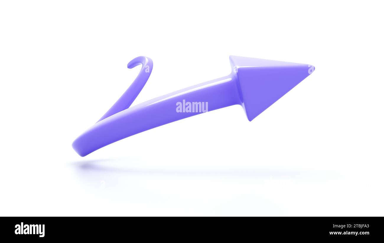 Curved Purple Arrow different direction sign on white background for ...