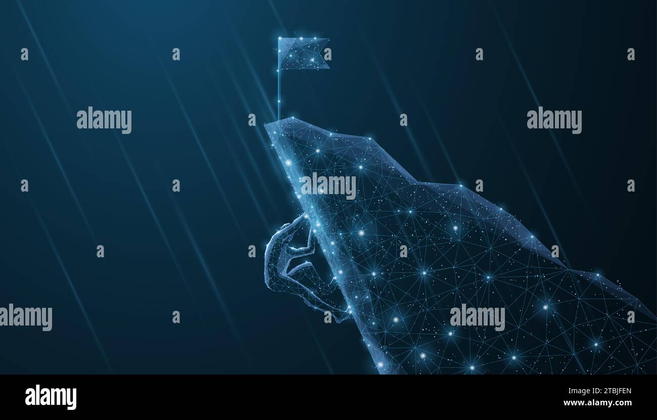 Climber on mountain. Low poly illustration or background. Extreme sport ...