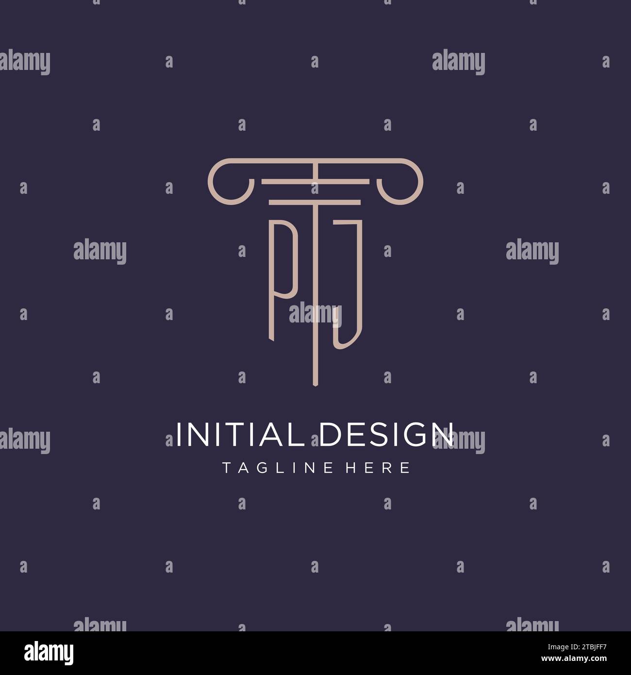 PJ initial with pillar logo design, luxury law office logo style design ...