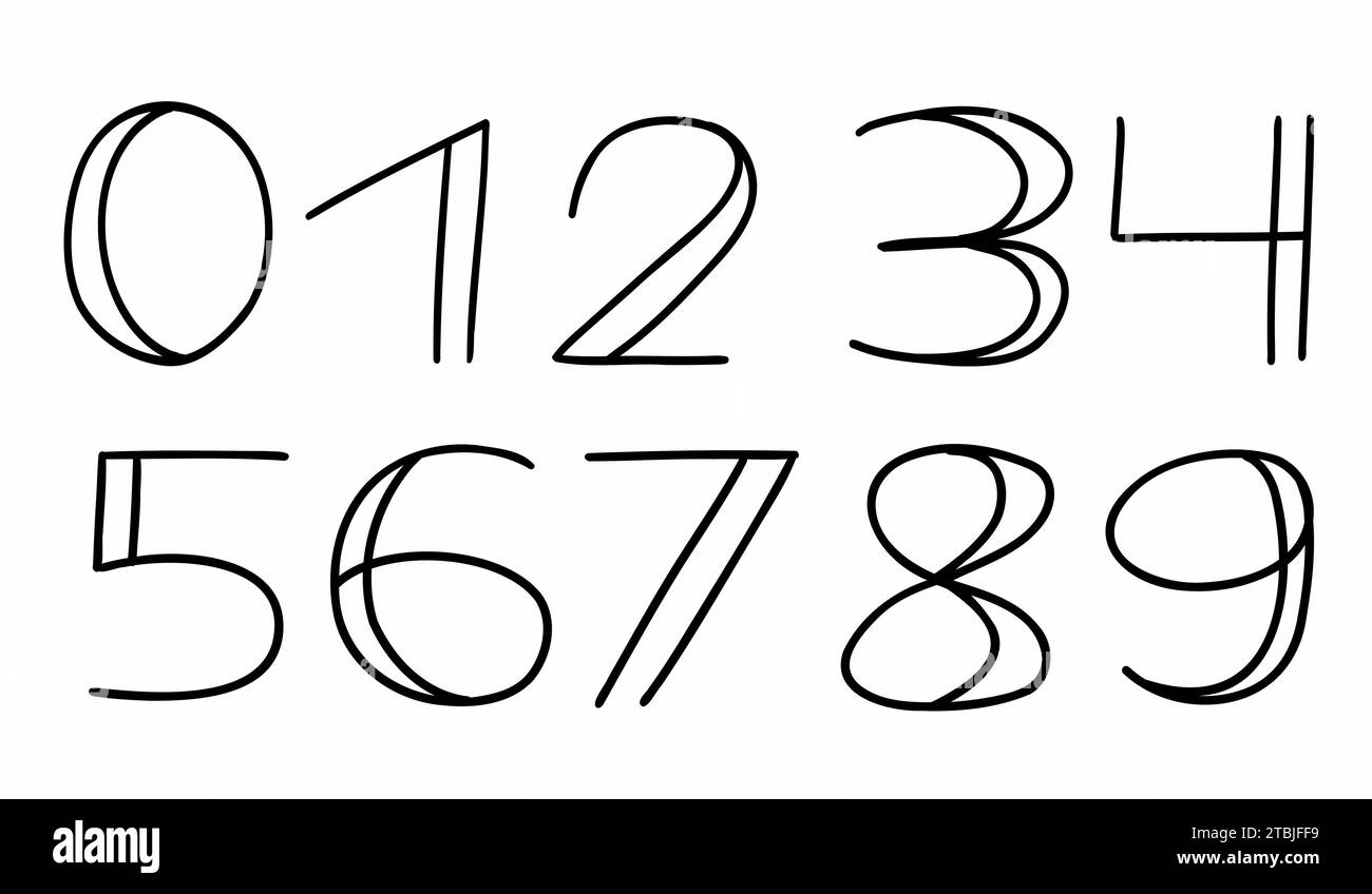 Wide capital black digits numbers font from 0 to 9 font set. Vector ...