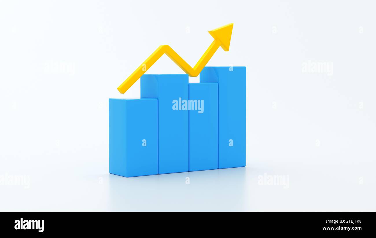 3d bar graph chart. Investment, money growth, banking, payment, business and finance concept. 3D ...