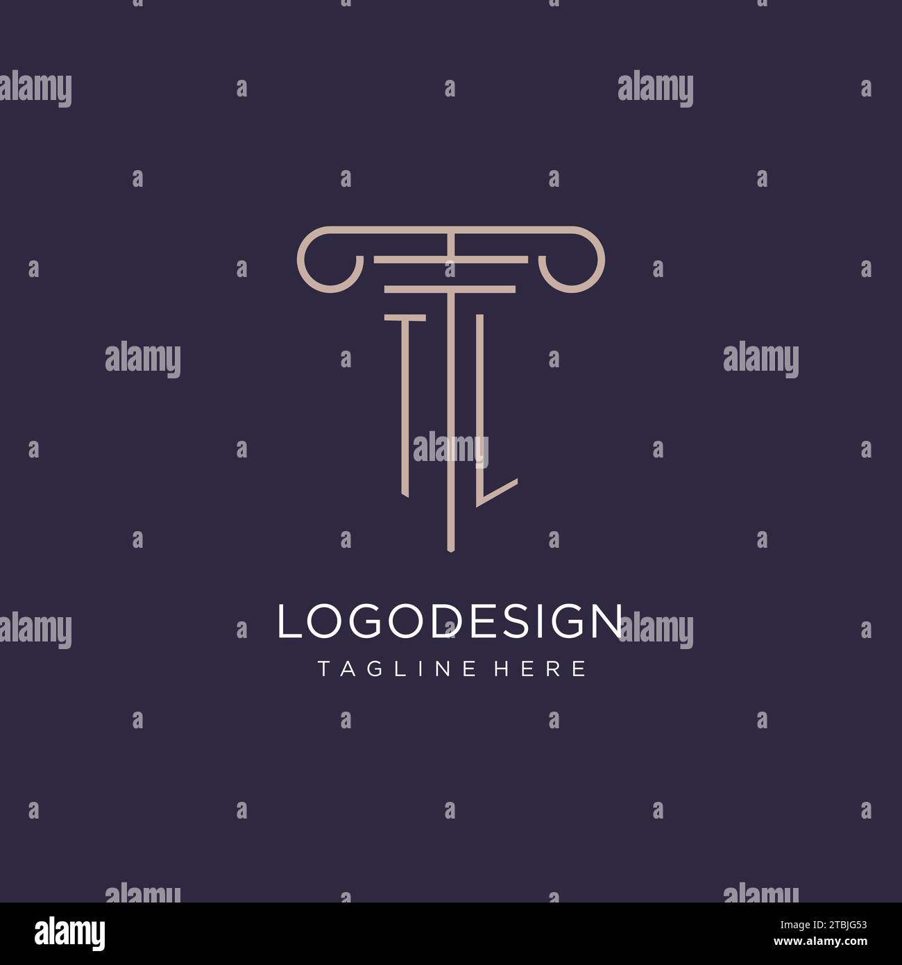 TL initial with pillar logo design, luxury law office logo style design ...