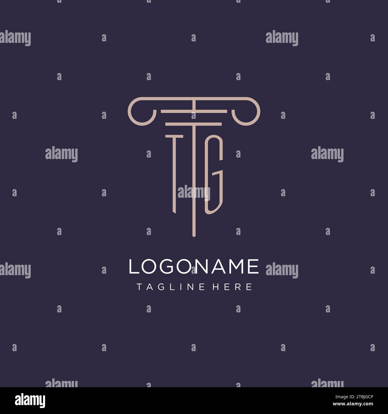 TG initial with pillar logo design, luxury law office logo style design ...