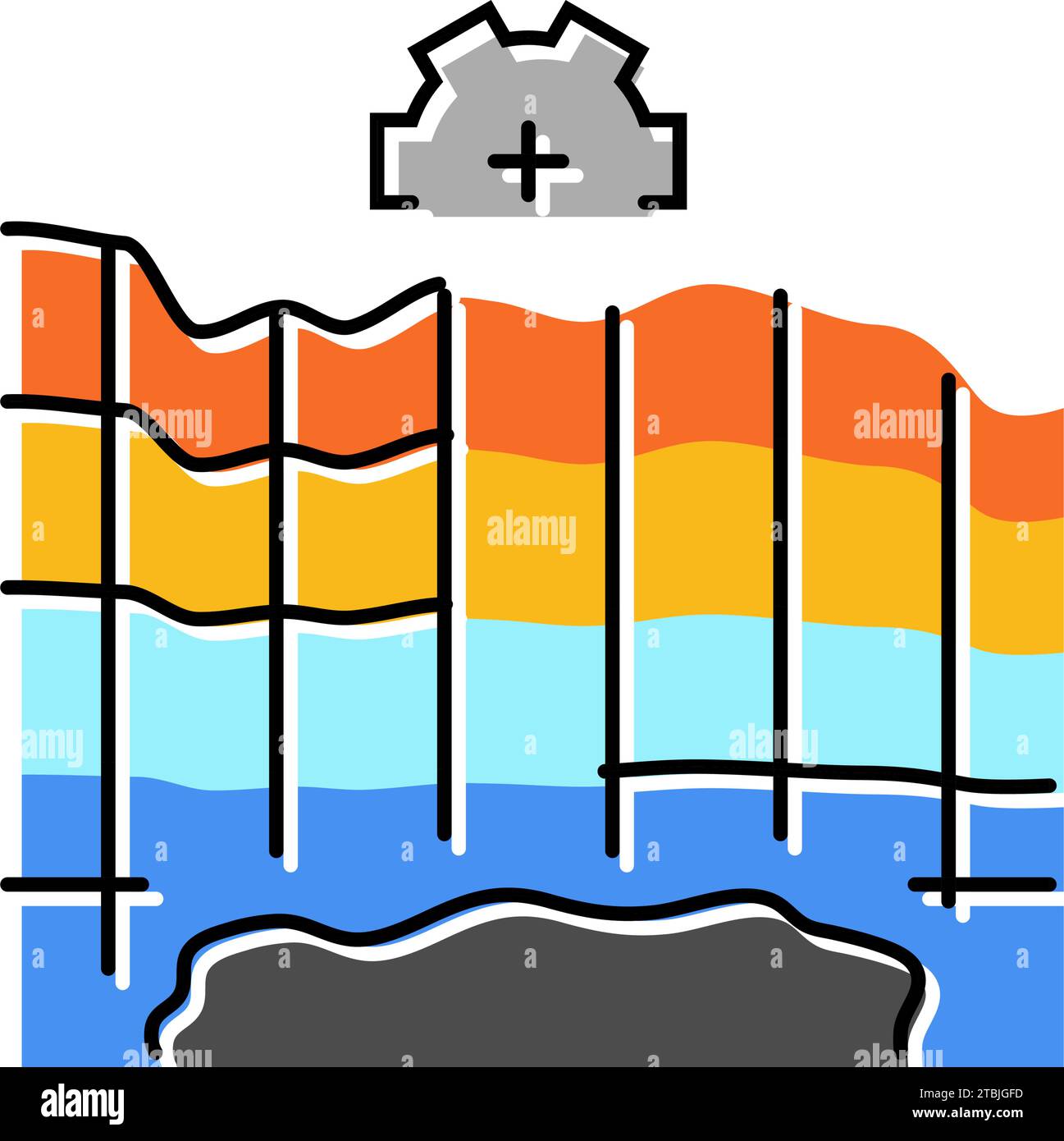 oil reservoir simulation petroleum engineer color icon vector ...