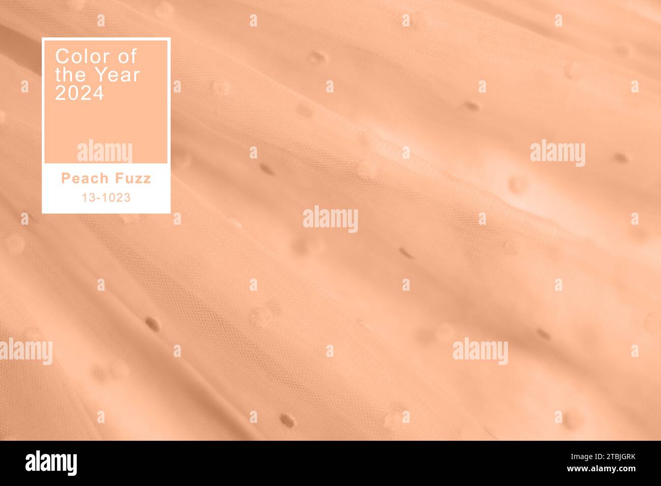 Peach fuzz, color of the year 2024, tulle fabric texture background ...