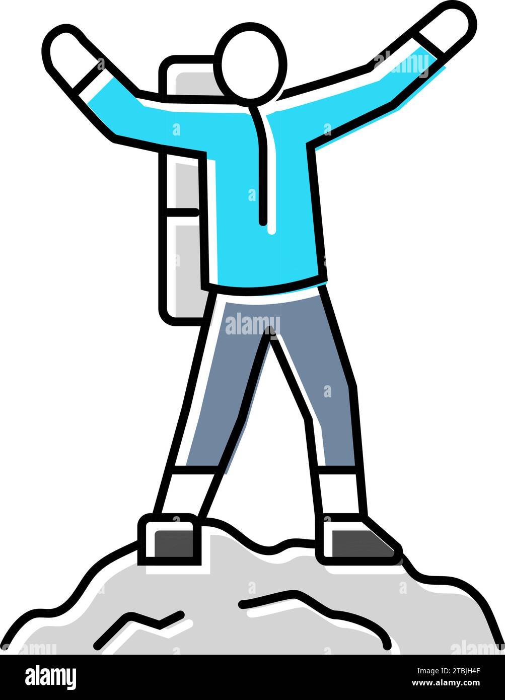 mountaineer on the top adventure color icon vector illustration Stock ...