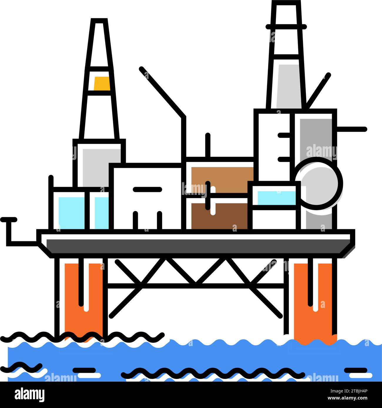 oil rig platform petroleum engineer color icon vector illustration ...