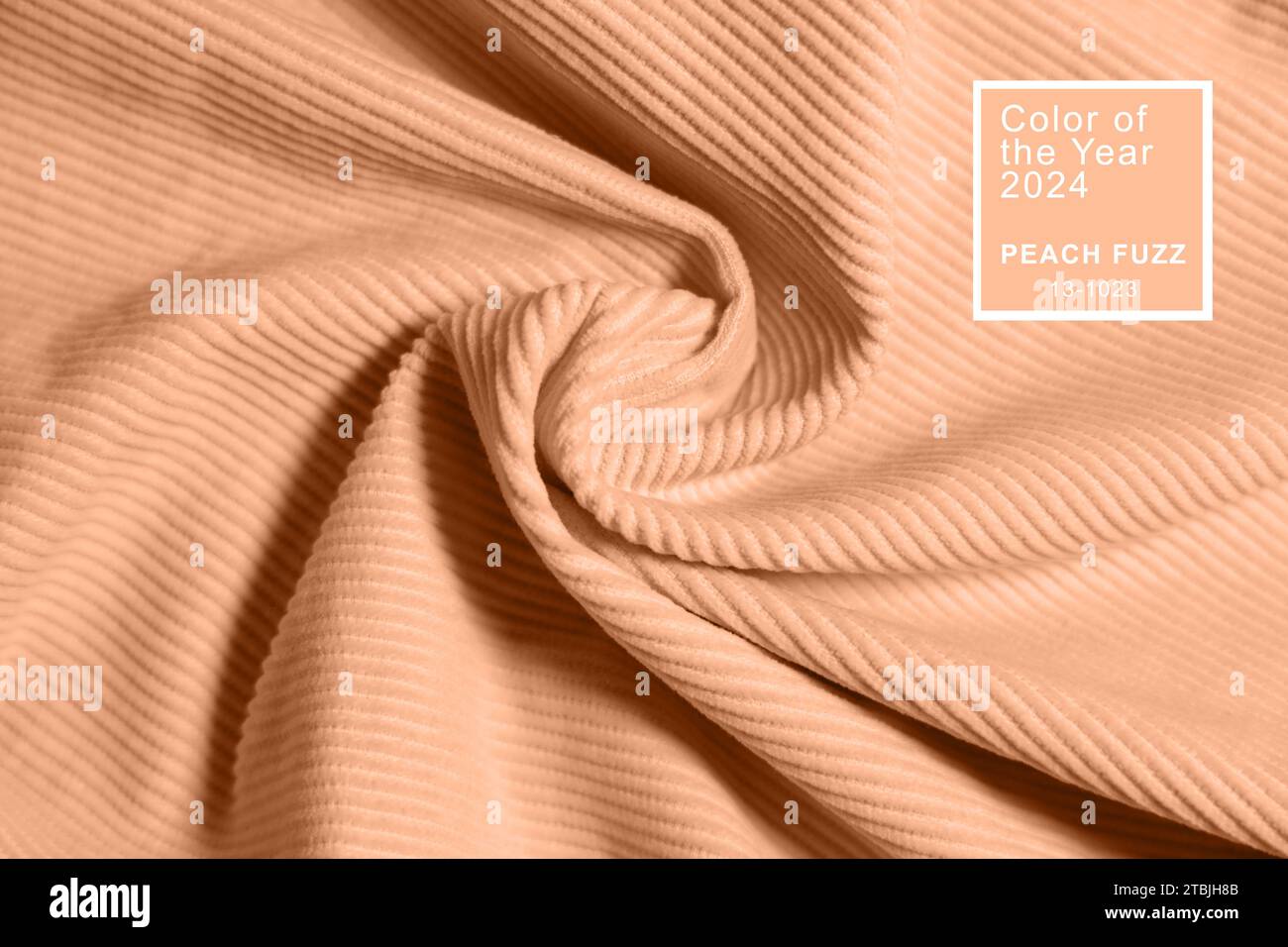 Peach fuzz, color of the year 2024, velvety fabric texture. Texture of ...