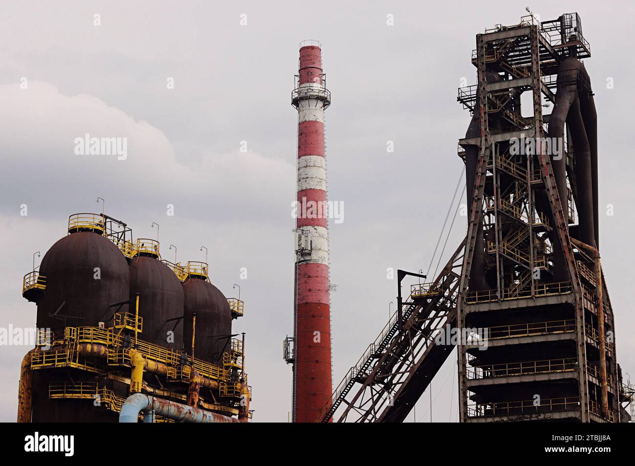 The historic object, steel construction of the blast furnace on the ...