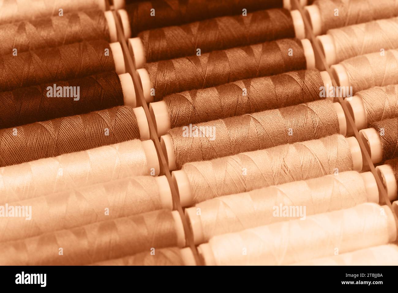 Beige threads lying in a box. Concept of hobbies and handmade ...