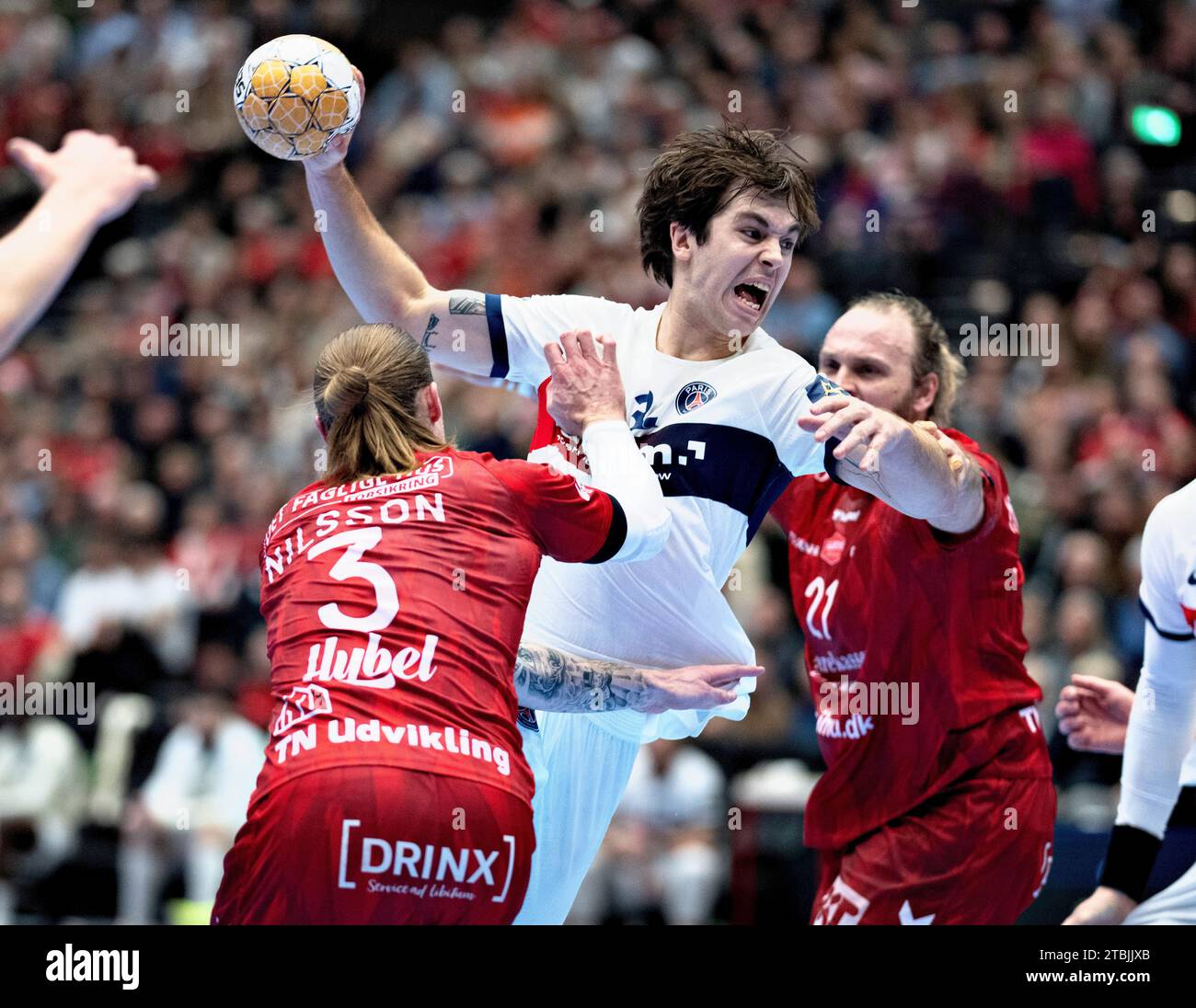 PSG's Jacob Tandrup Holm, center, in the EHF Champions League mens ...