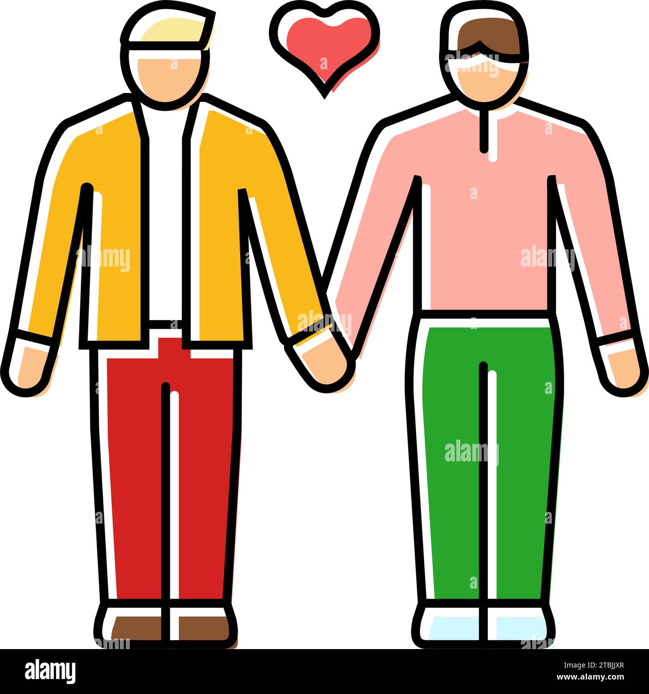 Gay Lgbt Couple Love Color Icon Vector Illustration Stock Vector Image