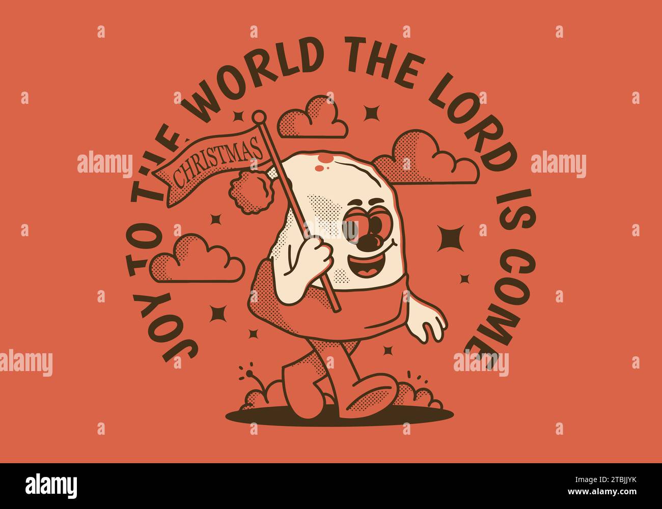 Joy to the world the Lord is come. Mascot character illustration of ...