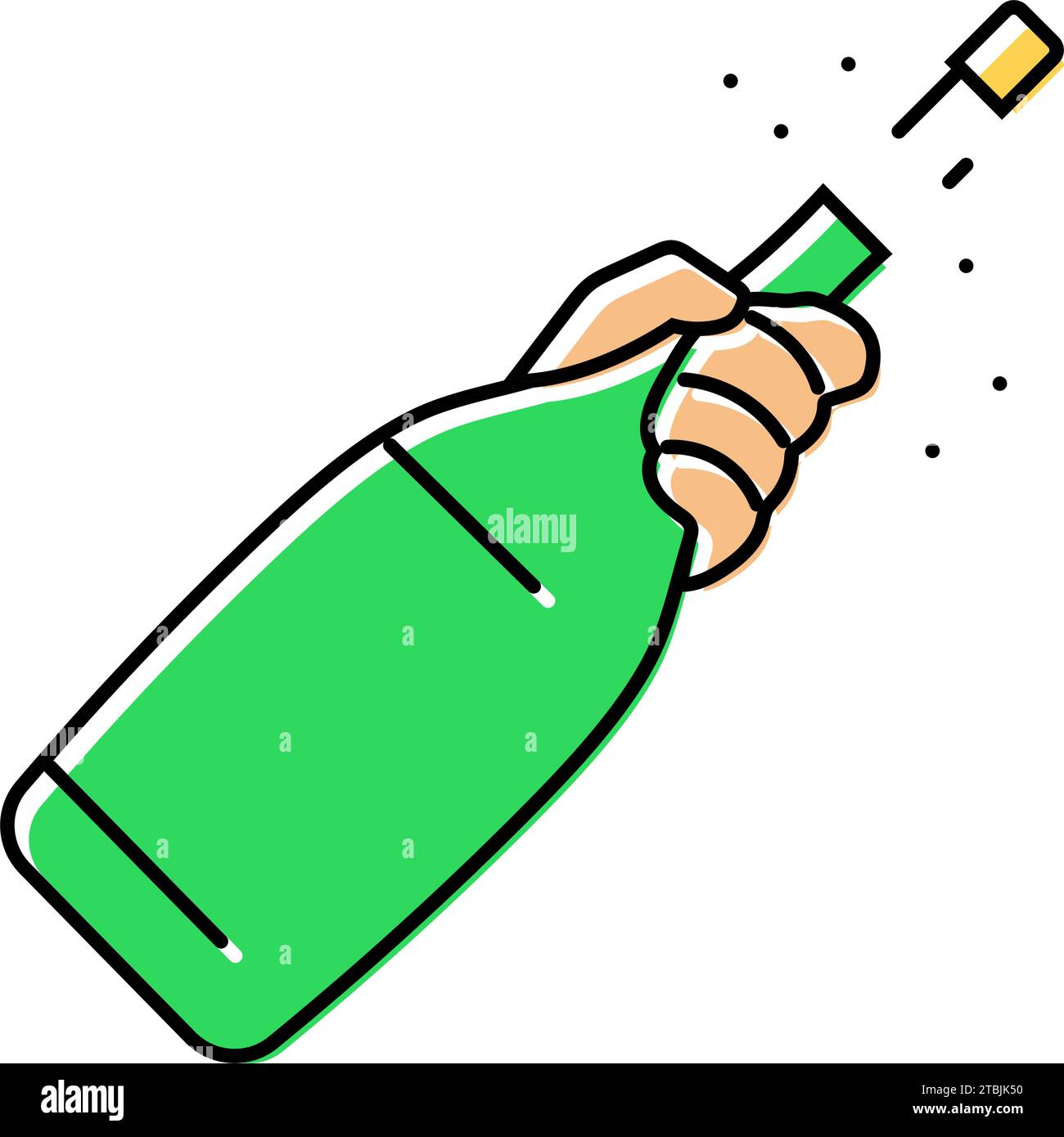 hand champagne bottle cork color icon vector illustration Stock Vector ...