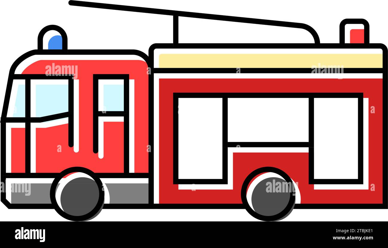 fire engine emergency color icon vector illustration Stock Vector Image ...