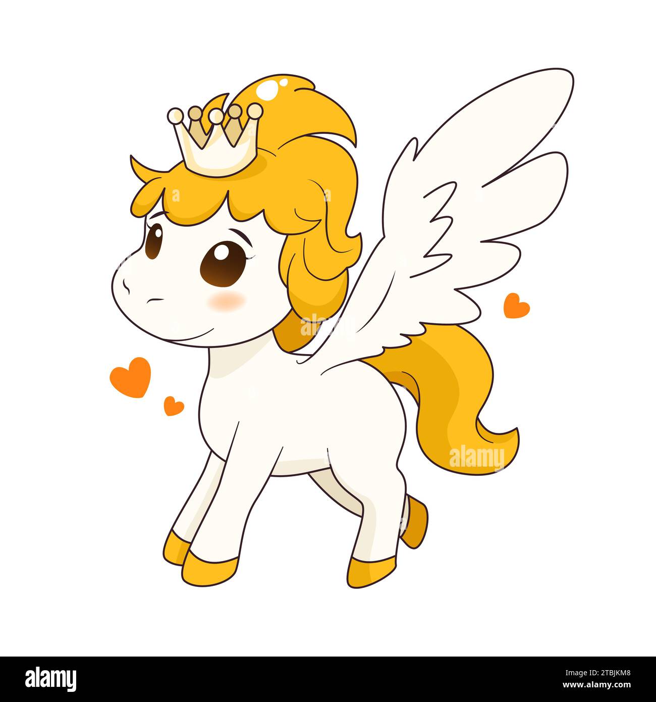 isolated cartoon pony with wings and crown Stock Vector Image & Art - Alamy