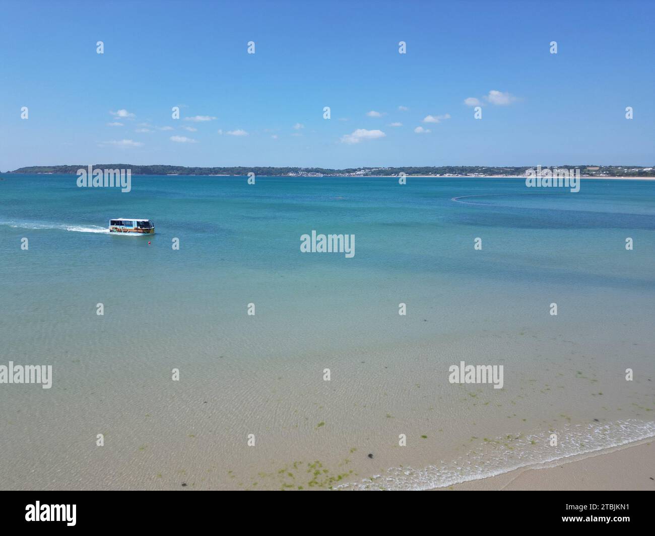 Elizabeth castle amphibious ferry. St Helier Jersey aerial Stock Photo ...