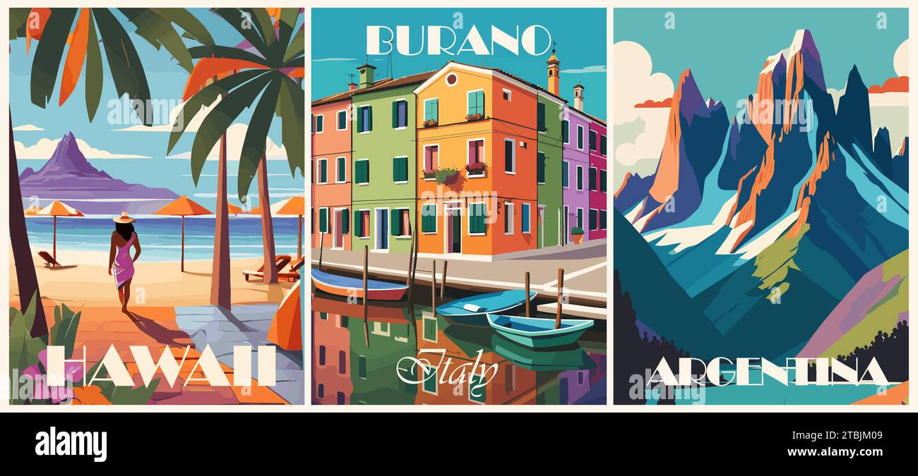 Travel Destination posters set in retro style Stock Vector Image & Art - Alamy